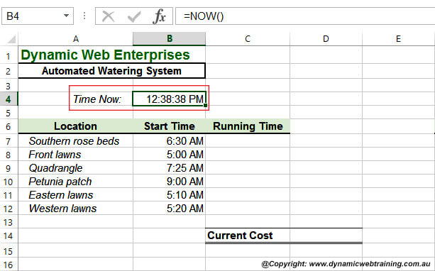 The NOW Function In Excel Dynamic Web Training Blog